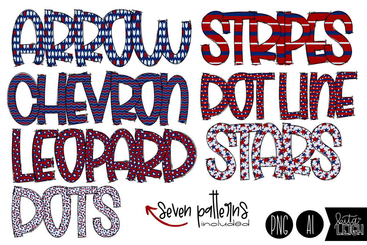 Red White and Blue Alphabet Bundle for Sublimation/Print – Kitaleigh LLC