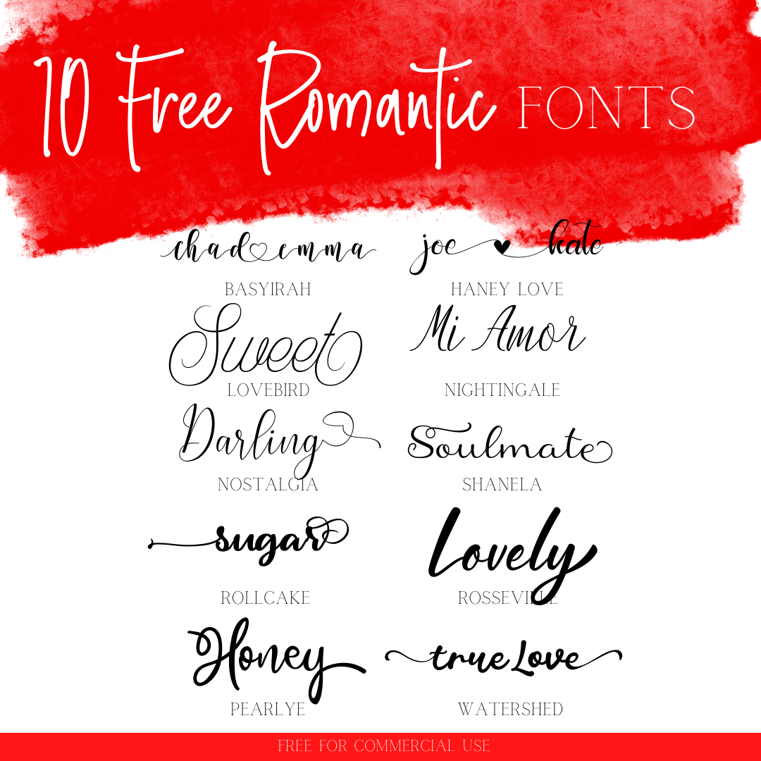 Free Romantic Fonts – Kitaleigh LLC