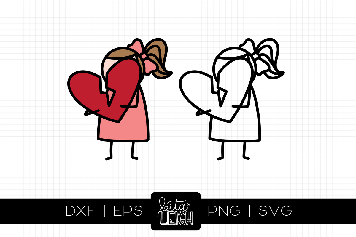 Broken Heart Stick Figure | Cut File – Kitaleigh LLC