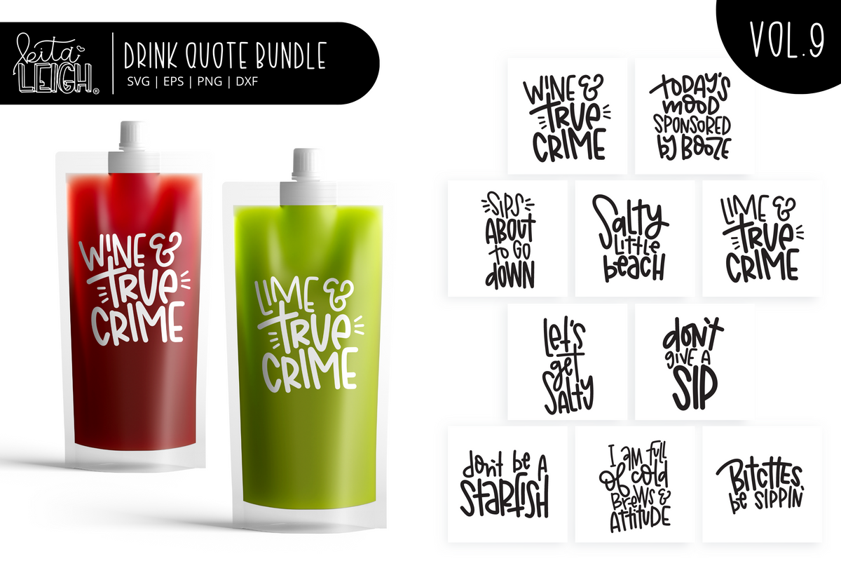 Drinking Designs Vol 9 | Hand Lettered Cut Files – Kitaleigh LLC