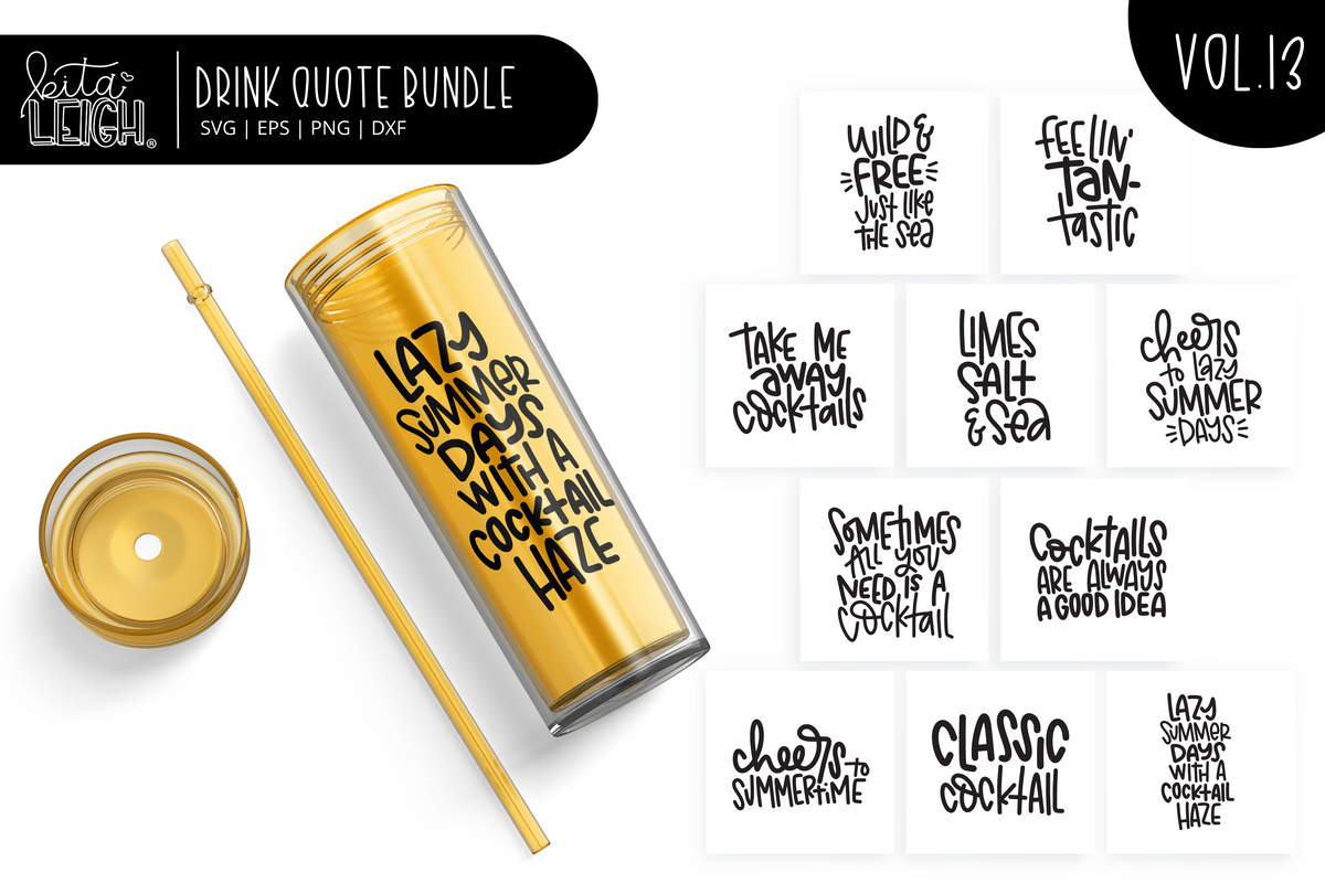 Drinking Designs Vol 13 | Hand Lettered Cut Files – Kitaleigh LLC
