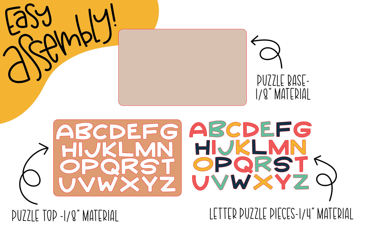 ABC Laser Cut Puzzle Design | Educational Designs – Kitaleigh LLC