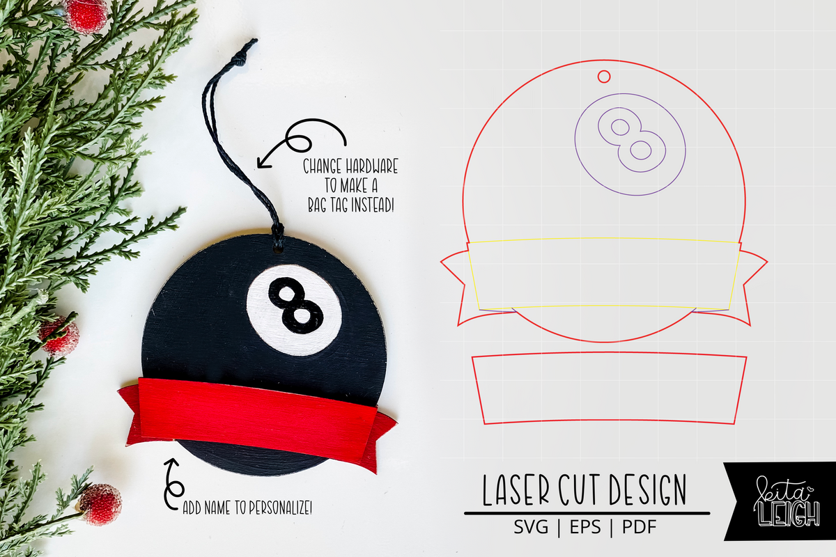 Pool Ball Laser Bag Tag Cut File | Christmas Ornament SVG – Kitaleigh LLC