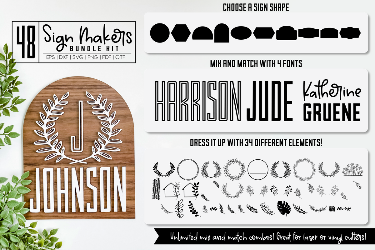 Sign Makers Creator Kit Bundle | 44 Elements and 4 Fonts – Kitaleigh LLC