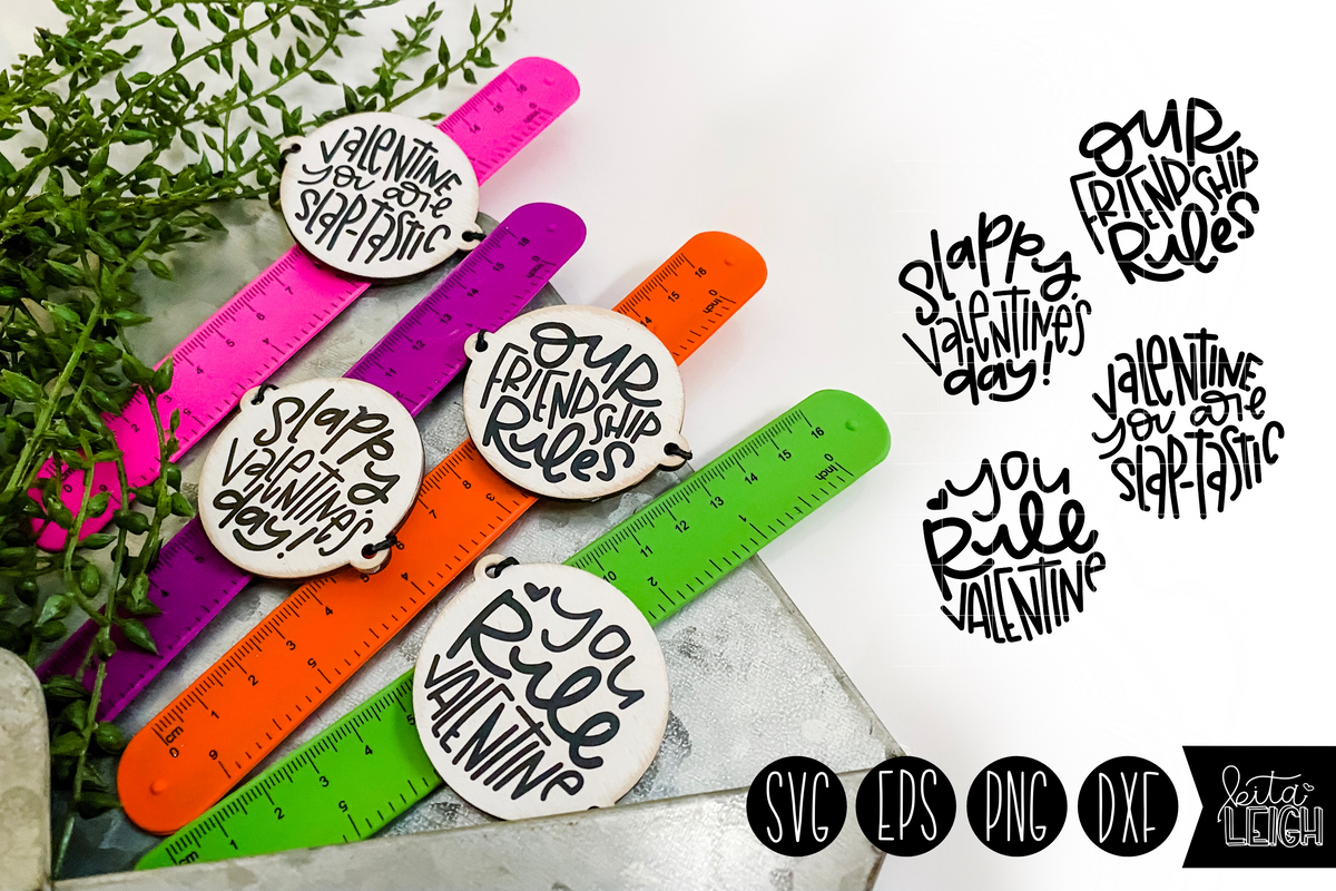 Hand Lettered Ruler Slap Bracelets Valentines Rounds – Kitaleigh LLC