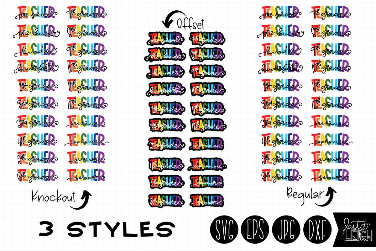 Stacked Teacher Grade Levels SVG for Vinyl Cutting Machines Set ...