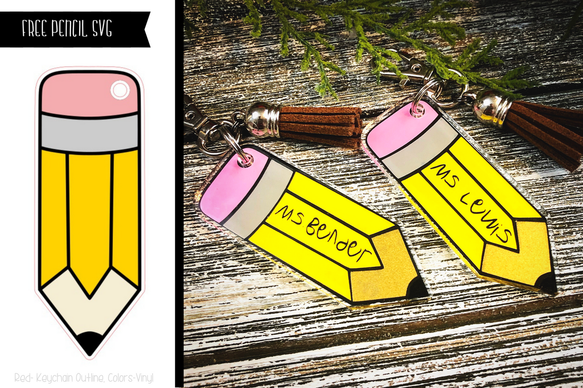 FREE Pencil SVG Cut File for Acrylic Keychains – Kitaleigh LLC